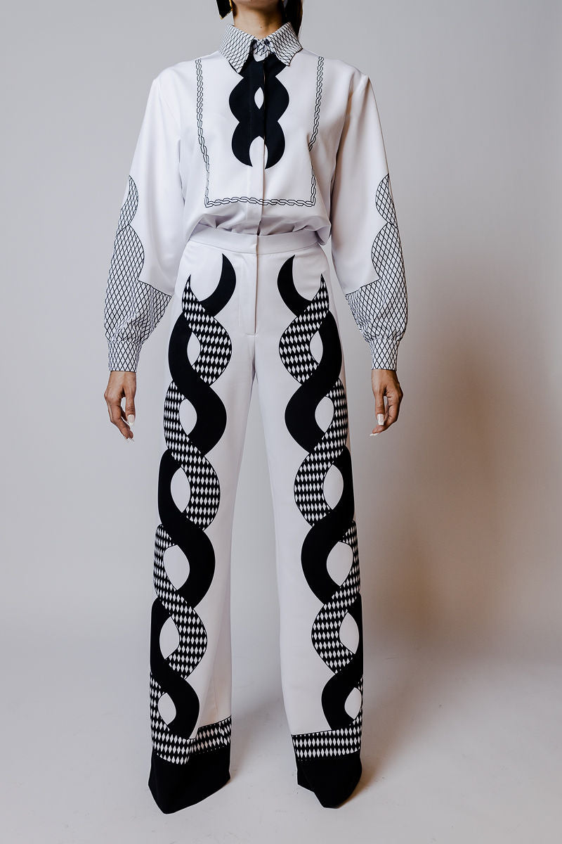 White Printed Palazzo | Heritage SS22 | Project Runway 19 Collection ...